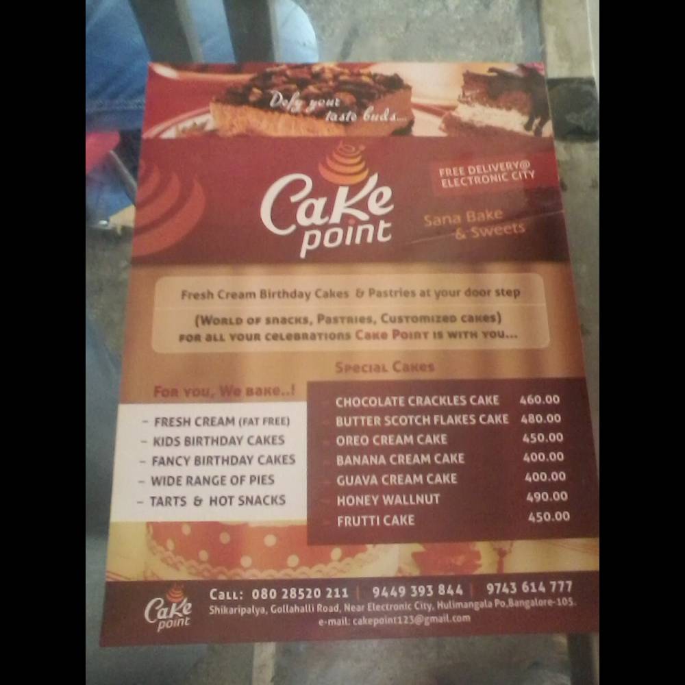 Menu at Cake Point, Bengaluru, Ground Floor