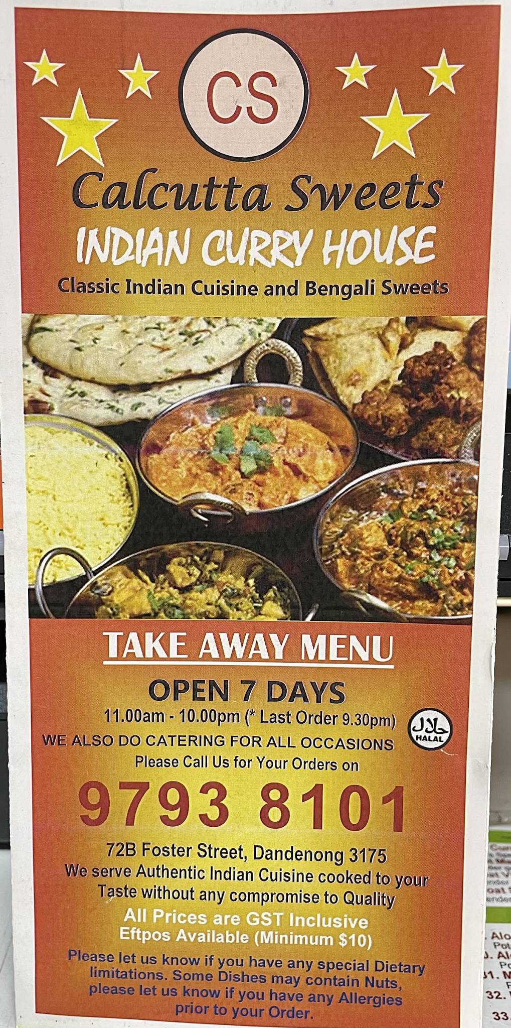Menu at Calcutta Sweets & Indian Food House restaurant, Dandenong, 72b ...