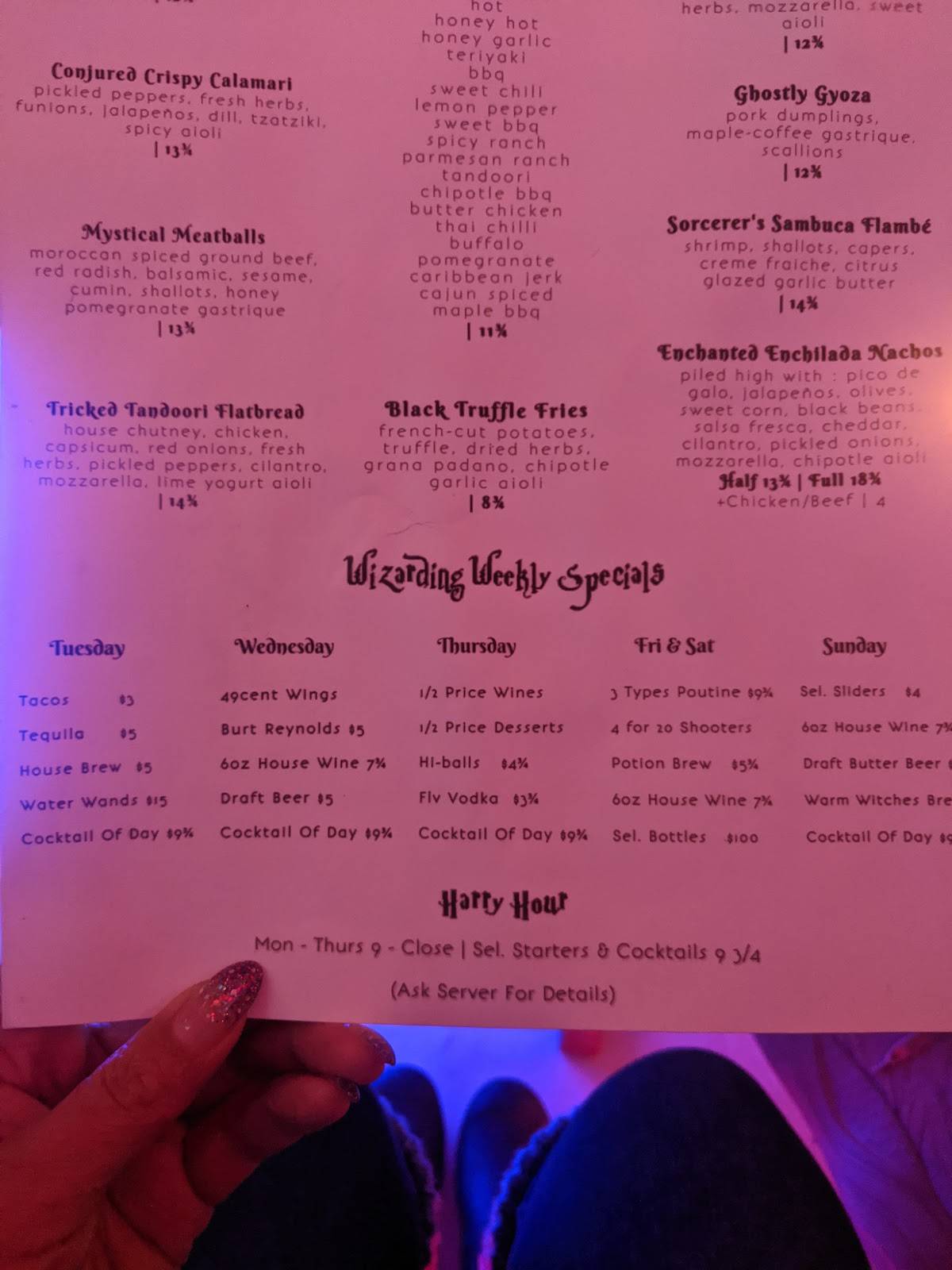 Menu at The Potion Room Bar, Calgary