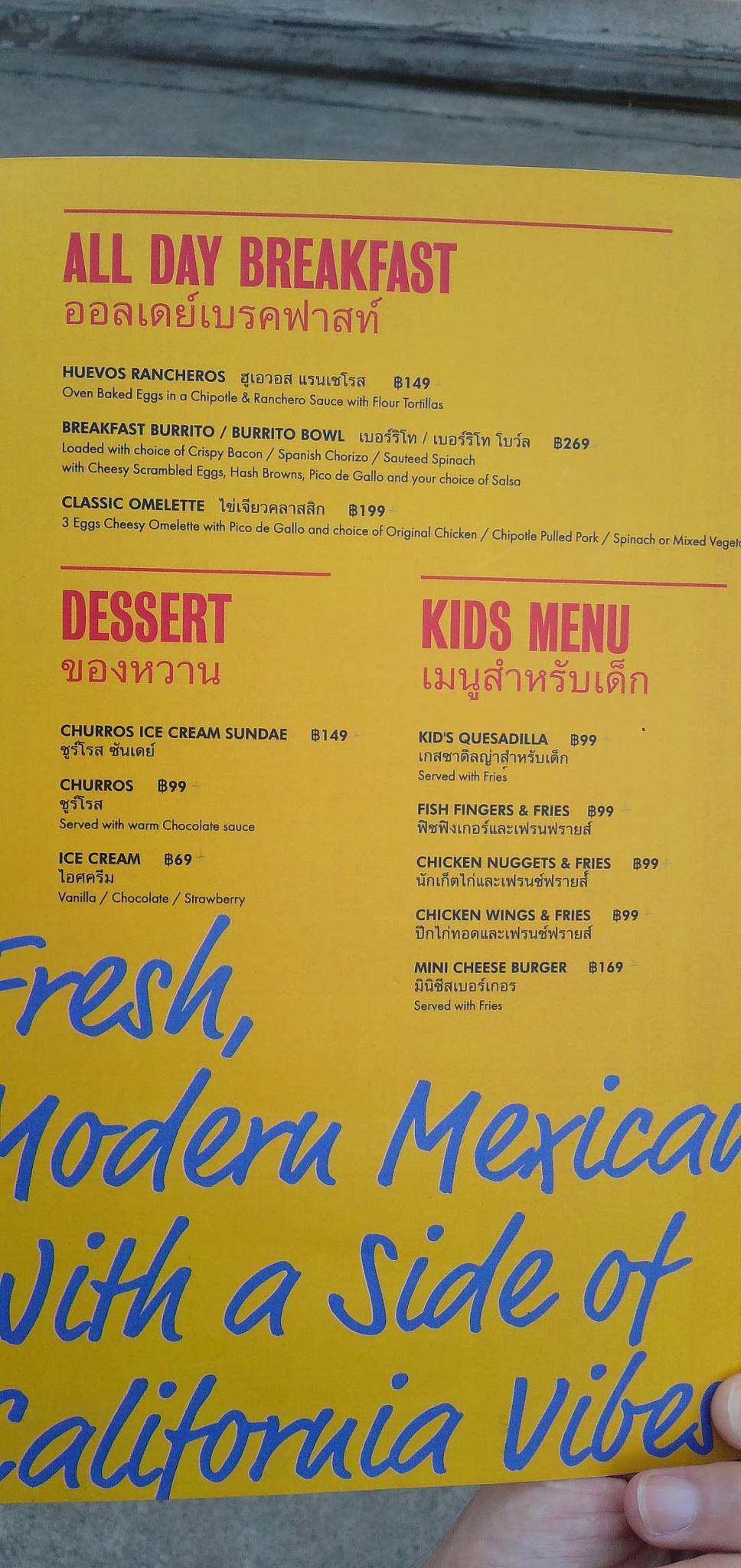 Carta del restaurante Cali-Mex Ramkhamhaeng, Bangkok