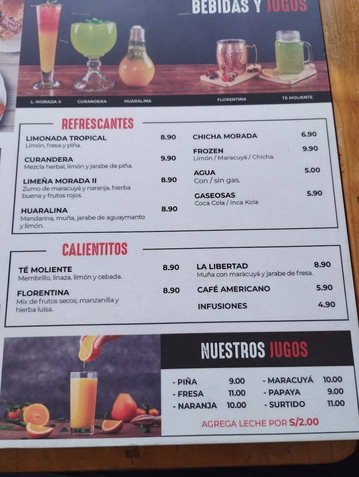 Carta del restaurante Nación 1821 Callao, Callao, Av. Elmer Faucett 3443