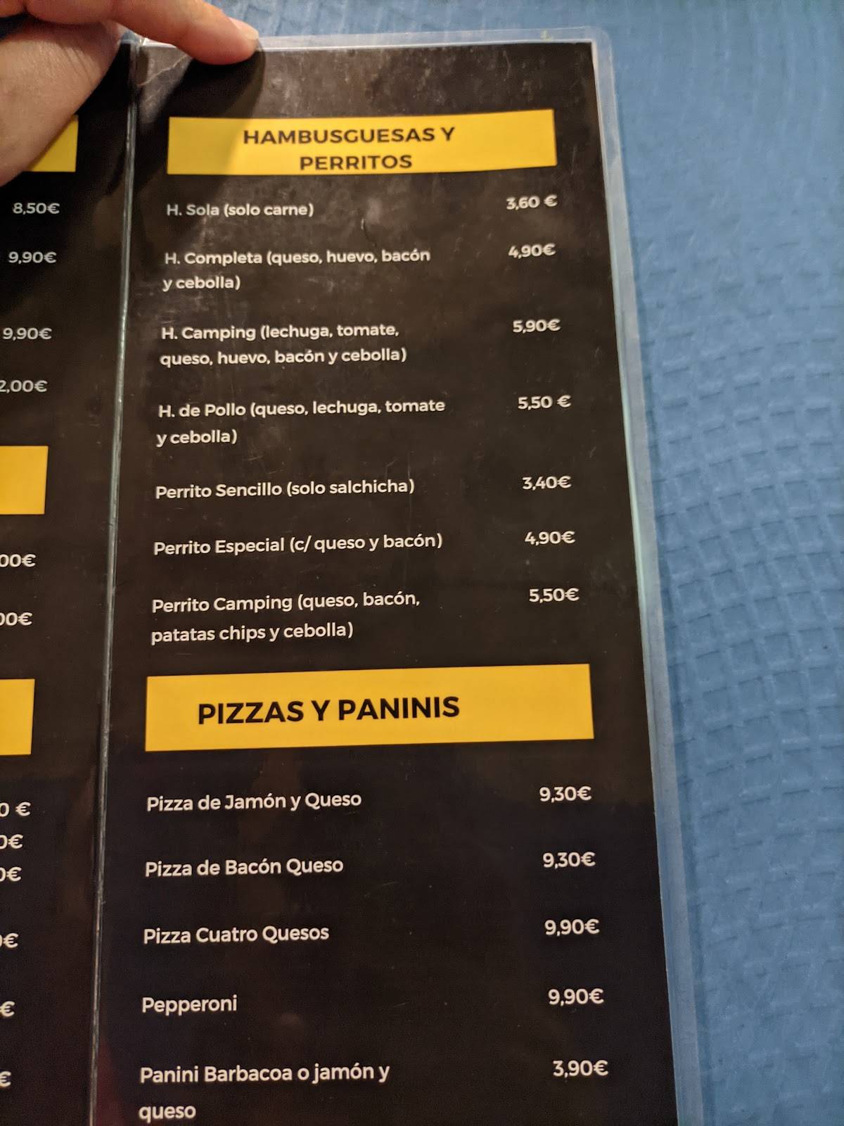 Carta de Camping Arenas BAR-RESTAURANTE, Bareyo