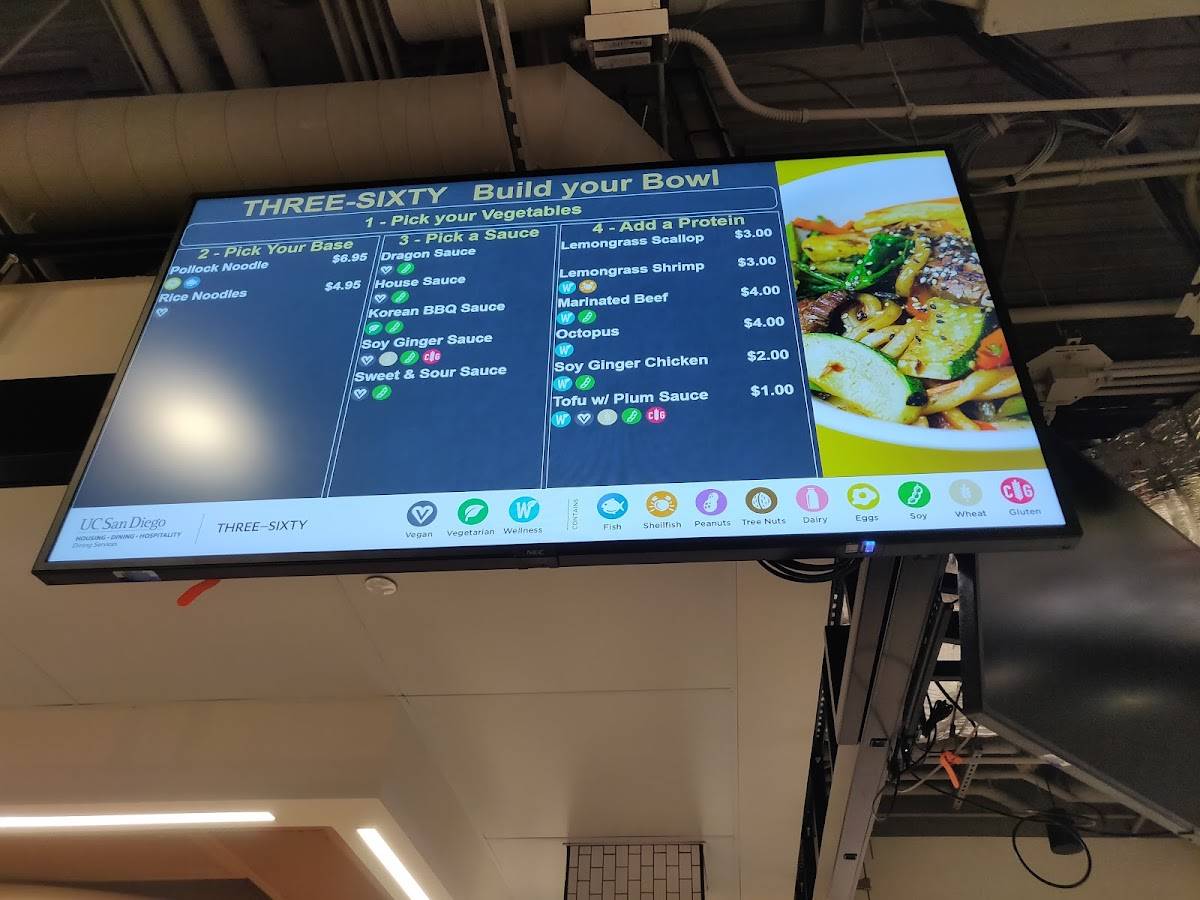 Menu at Canyon Vista cafeteria, San Diego, Equality Ln