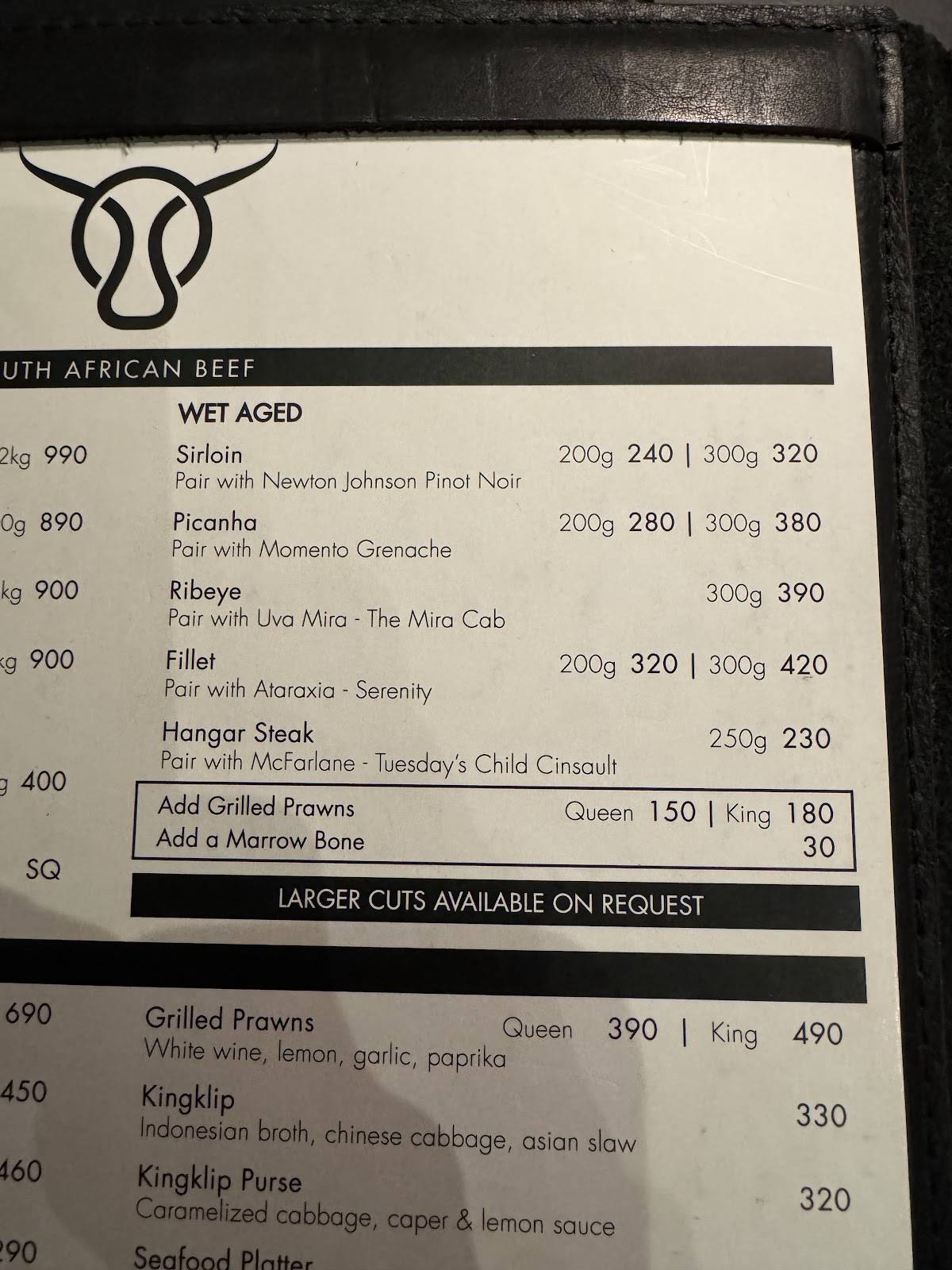 Menu at Bo-Vine Wine & Grill House Camps Bay restaurant, Cape Town
