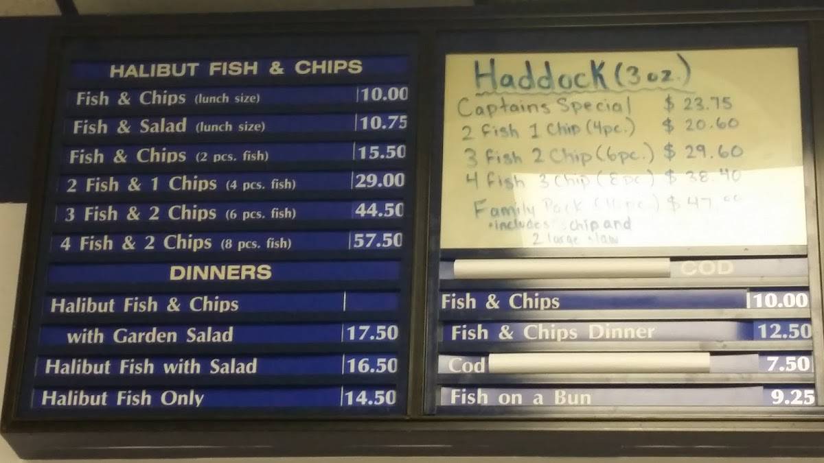 Menu at Captain George restaurant, Lindsay