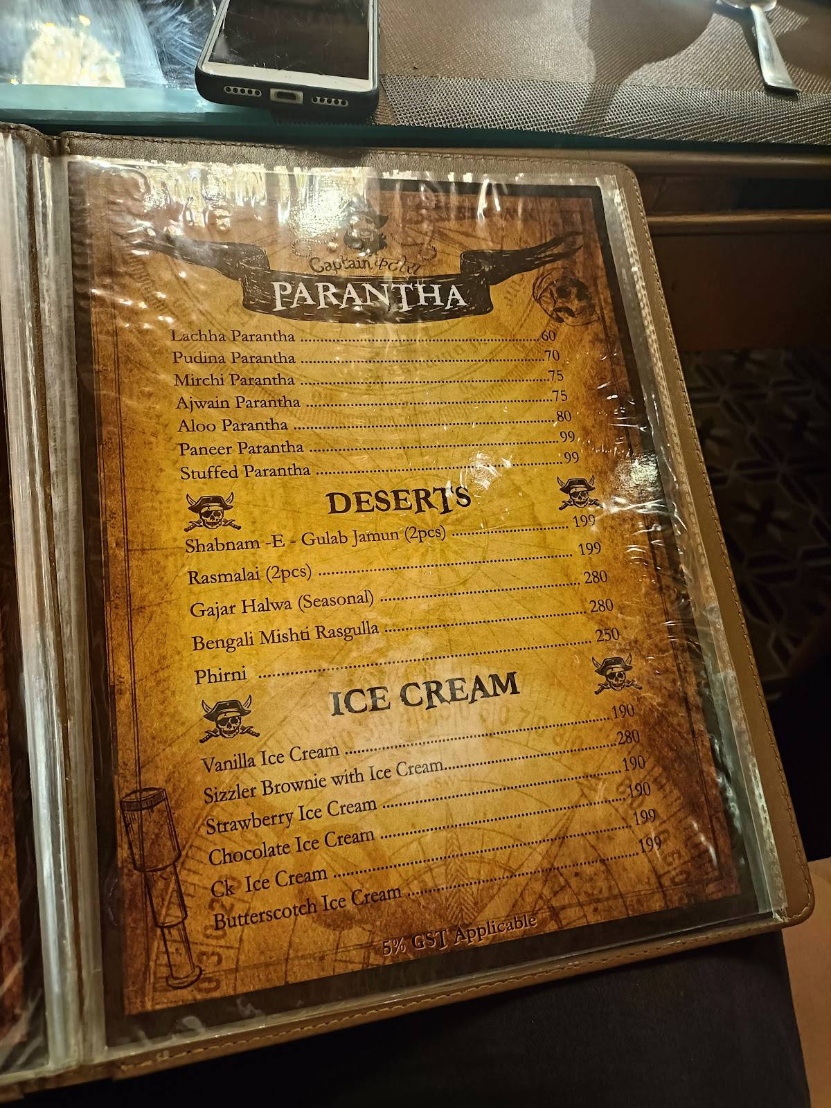 Menu at Captain Katora at Kabir Nagar, Durgapuri, Delhi