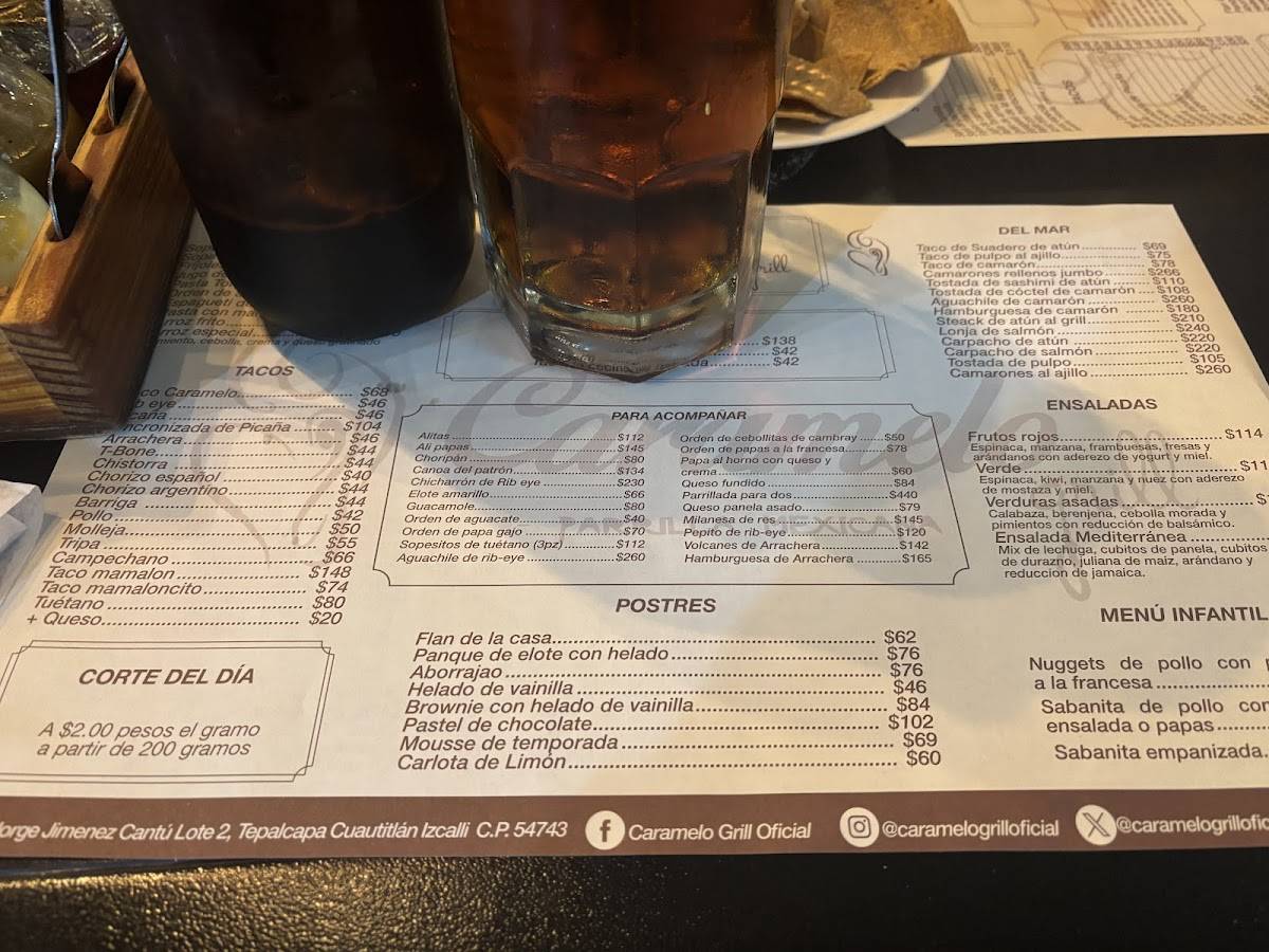Carta del restaurante Caramelo Grill Tepa, Cuautitlán Izcalli