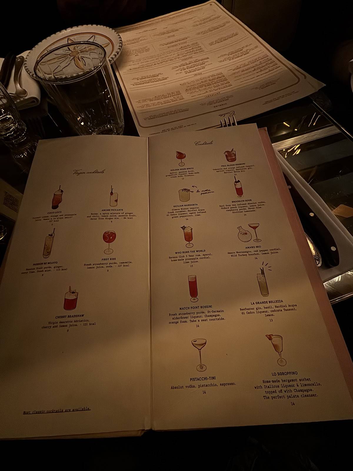 Menu at Carlotta restaurant, London