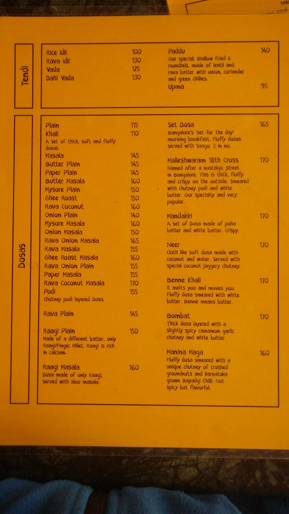 Menu at Carnatic Cafe, New Delhi, The India Mall