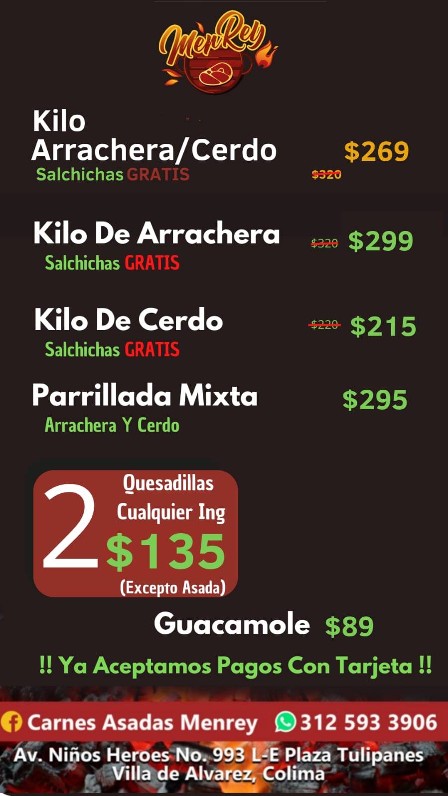 Carta del restaurante Carnes Asadas MenRey, Villa del Álvarez
