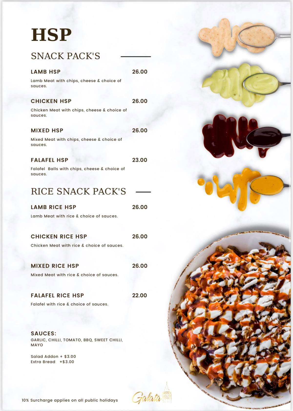 Menu at Galata Kebab and Grill restaurant, Caroline Springs
