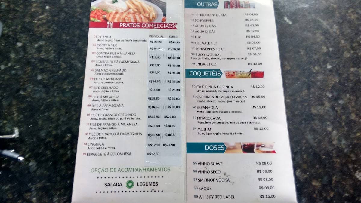 Menu at Casa Bar, São Paulo, R. Dr. Campos Moura