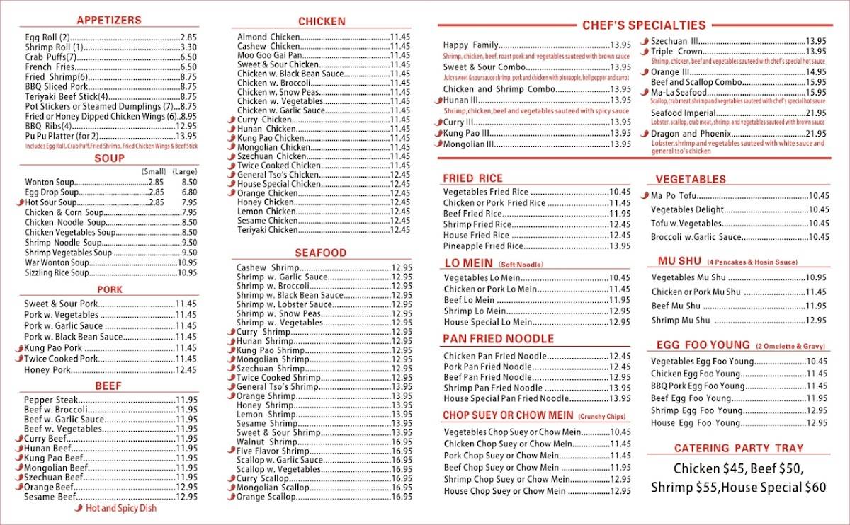 Menu at Big Wa Chinese Restaurant, Casa Grande