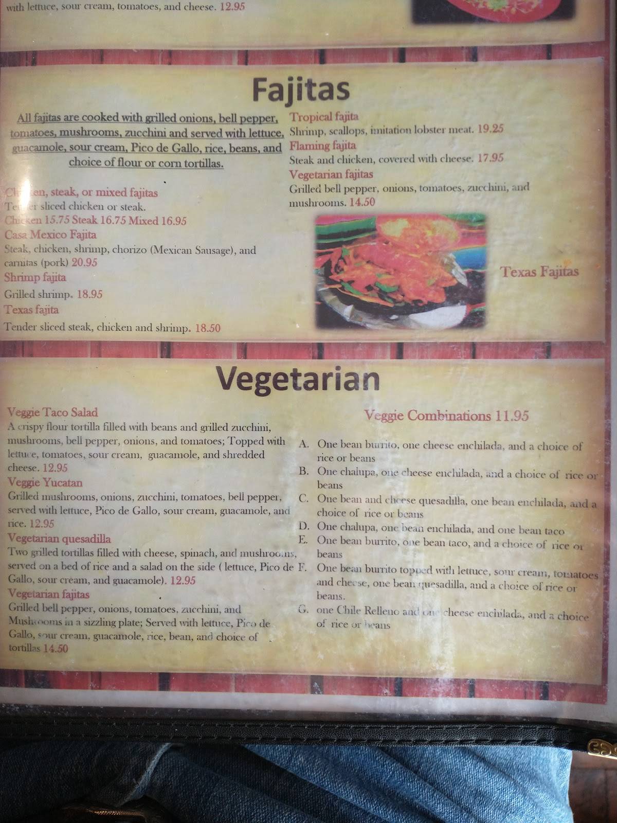 Menu at Casa Mexico Restaurant, Two Rivers