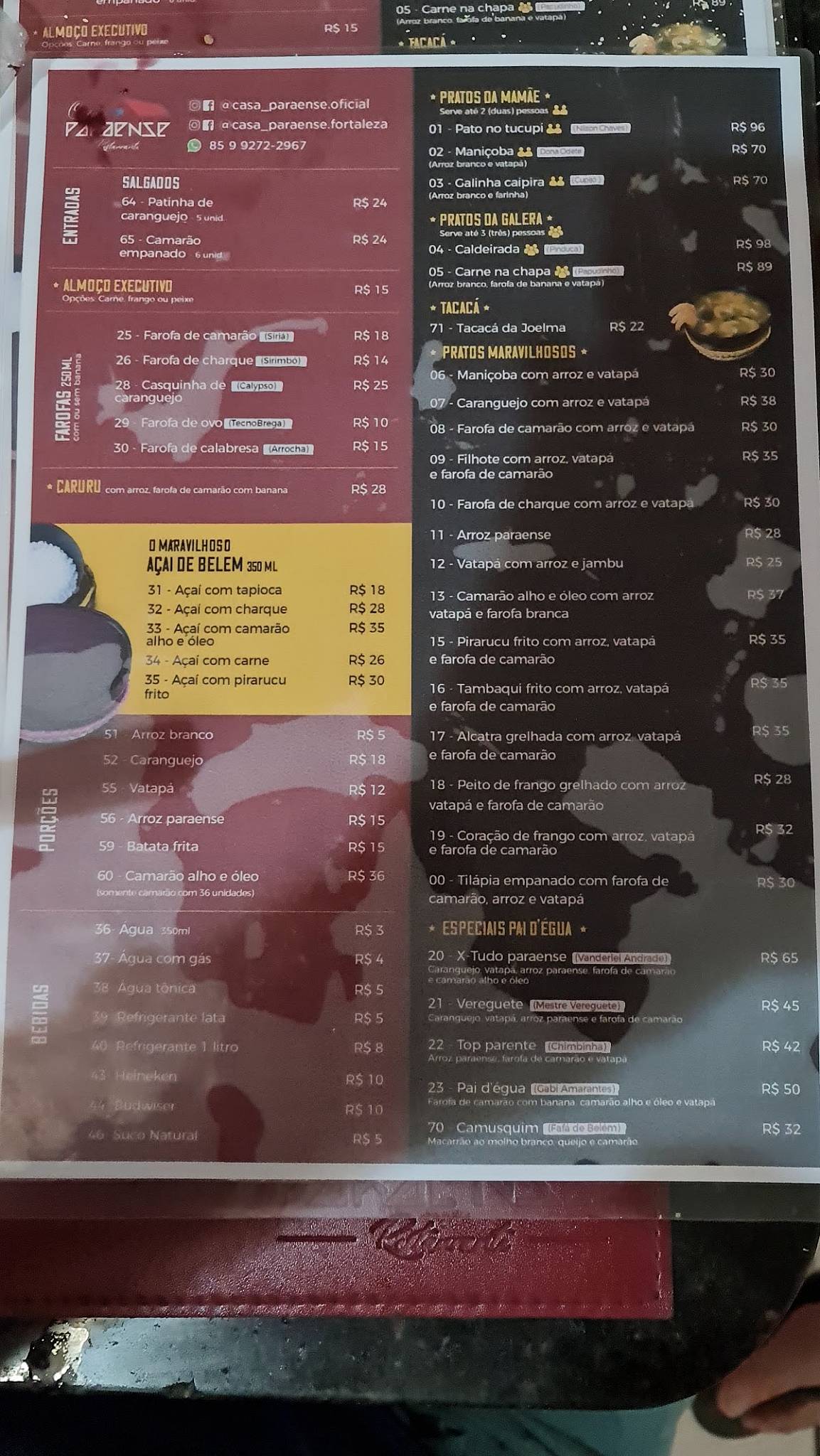 Menu em Mistura Paraense Fortaleza restaurante, Fortaleza