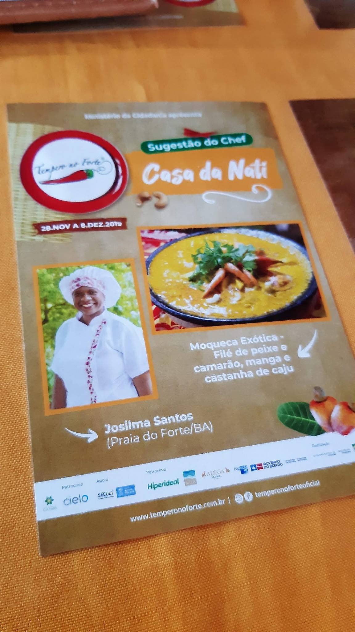Menu at Casa da Nati restaurant, Praia do Forte