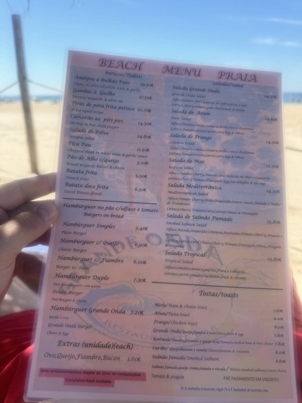 Menu em Casa da Praia restaurante, Carcavelos
