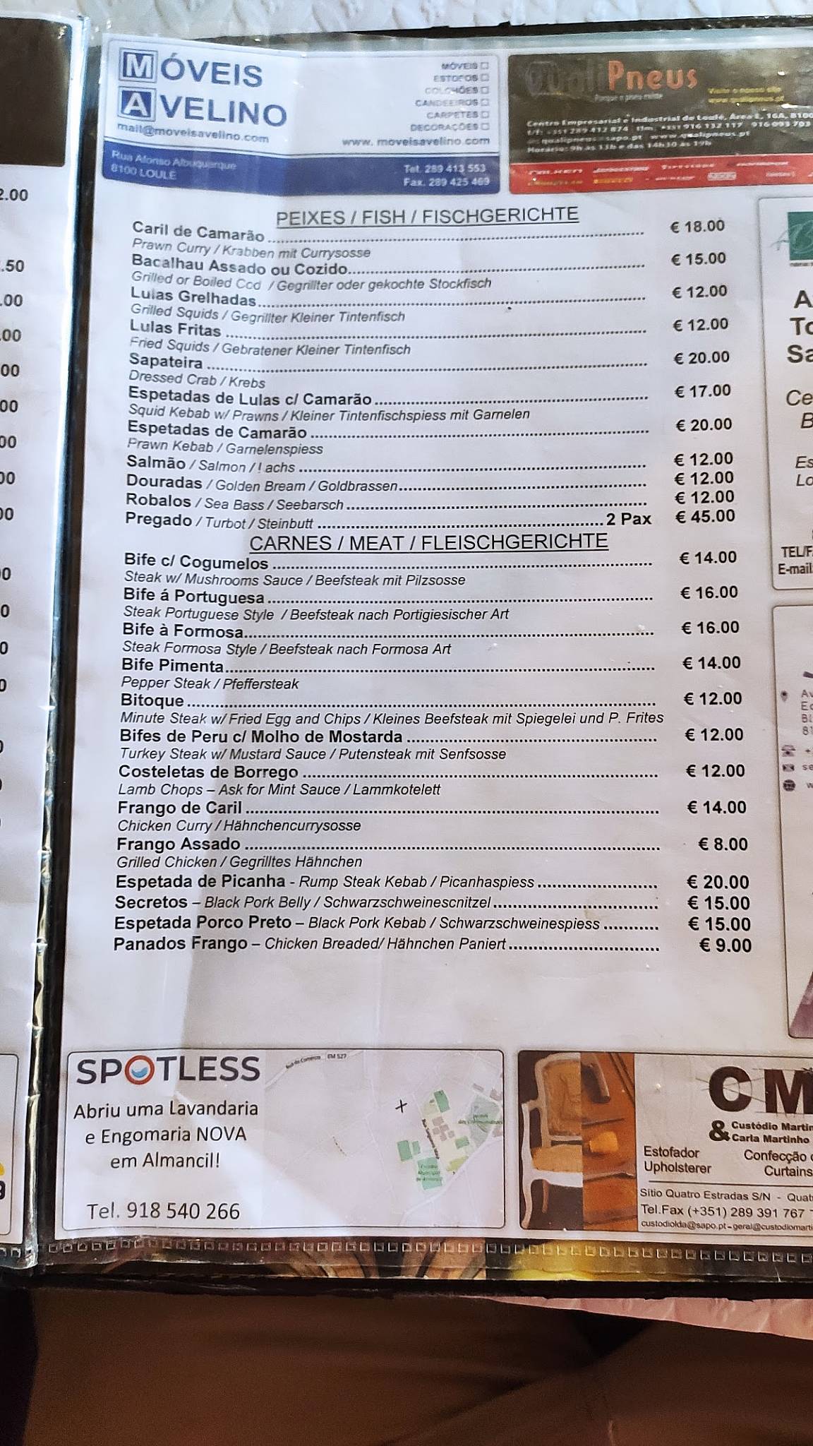 Menu at Casa de Pasto Formosa restaurant, Loulé, R. Dom Afonso Henriques 1