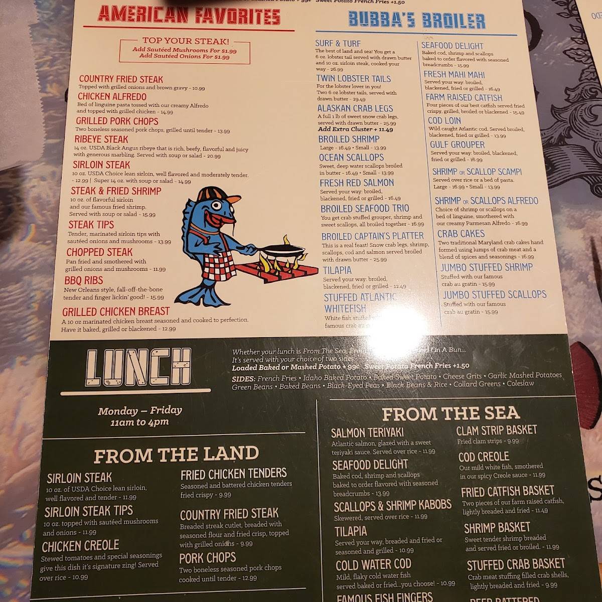 Menu at Catfish Country Restaurant, Bartow