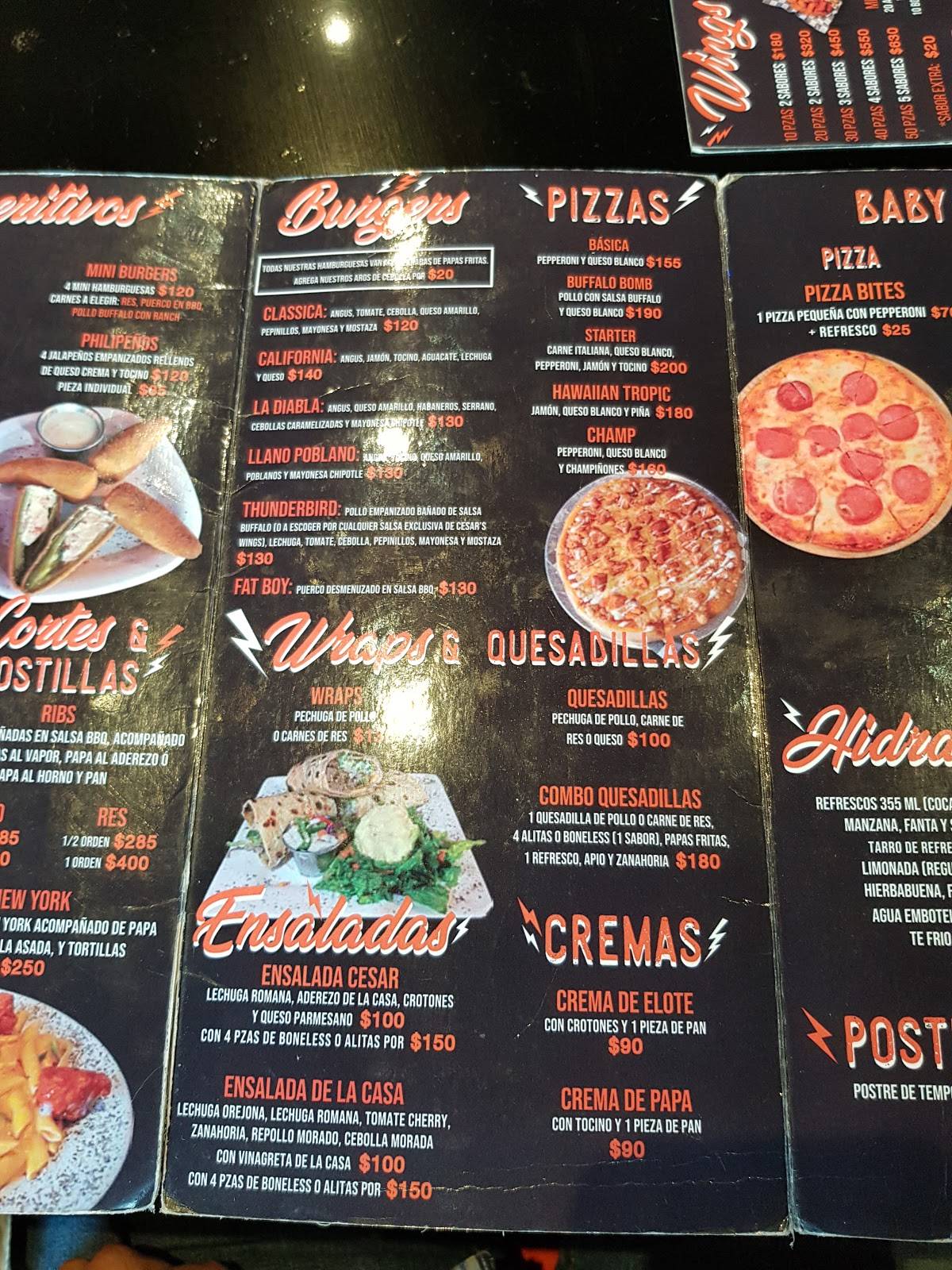 Menu at Cesar Wings restaurant, Matamoros, Periférica Alianza