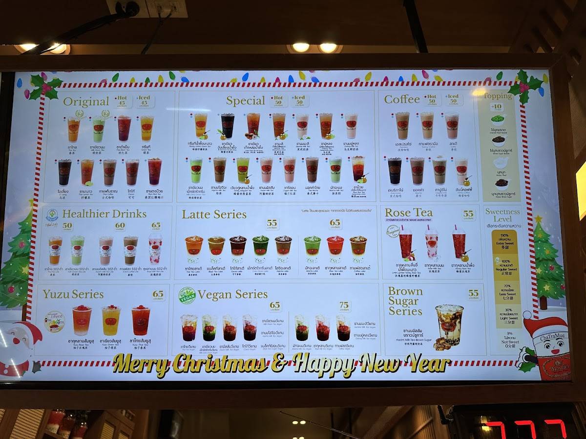 Menu at Cha Tra Mue cafe, Bangkok, 451 Yaowarat Rd