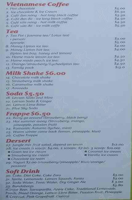 Carta del restaurante Chac's Grill, West End