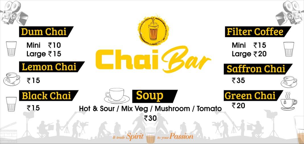 Menu at Chai Bar, Chennai