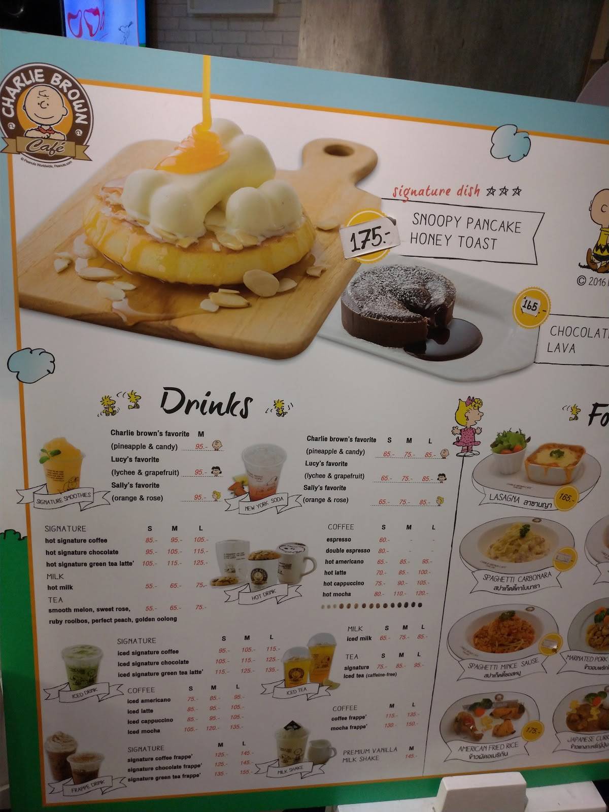 Menu at Charlie Brown Café cafe, Bangkok, ชั้น 7 MBK Rama I Rd