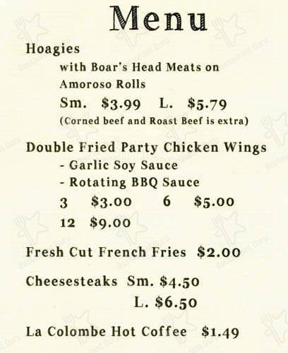 Menu at Chase's Hop Shop pub & bar, Philadelphia
