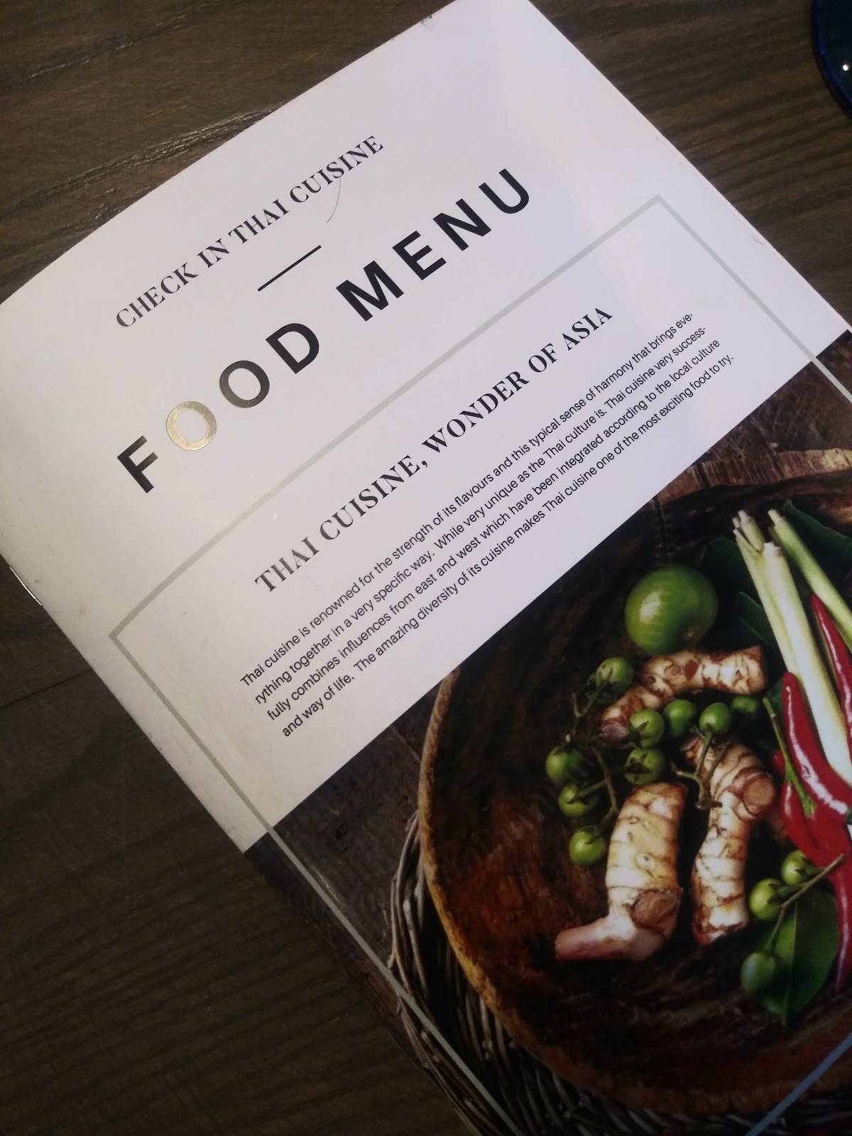 Menu at Check In Thai Cuisine restaurant, Middleborough