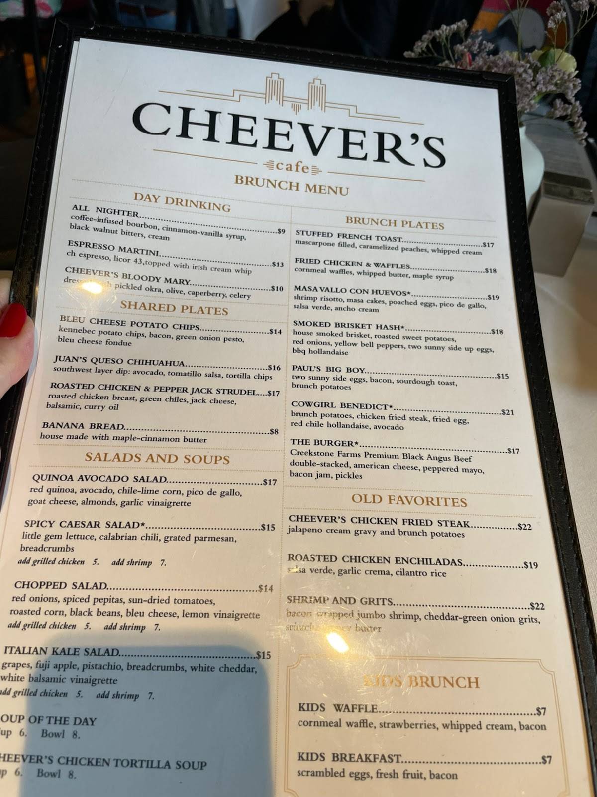 Menu at Cheever's Cafe, Tulsa