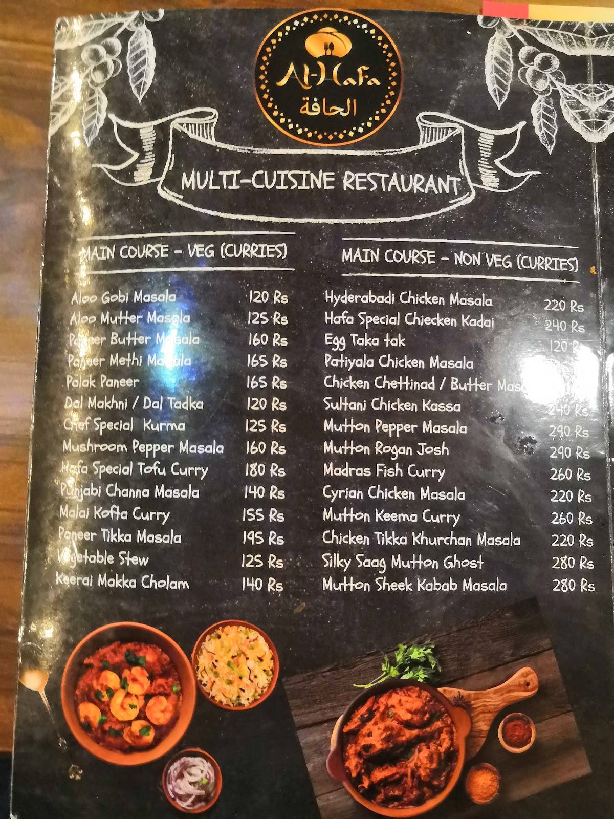 Menu at AL HAFA MULTICUISINE RESTAURANT, Chennai, NO:17/36