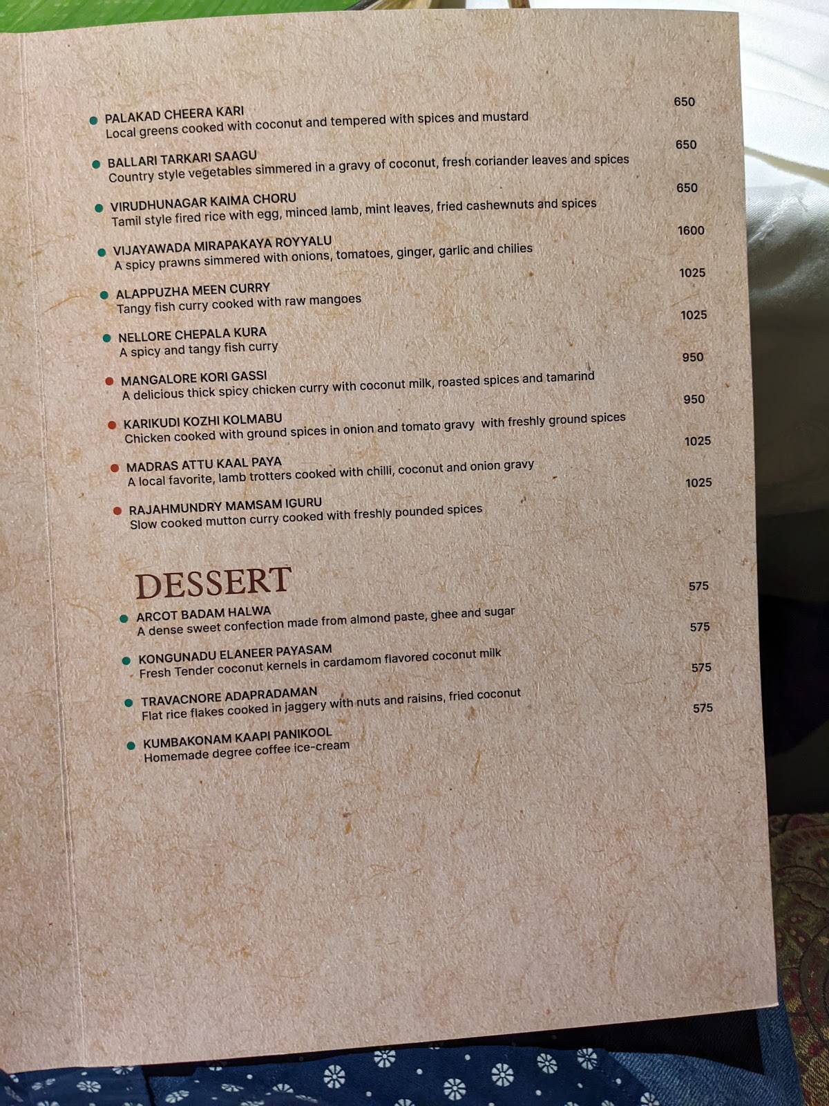Menu at Dakshin, Chennai, Crowne Plaza Chennai Adyar Park