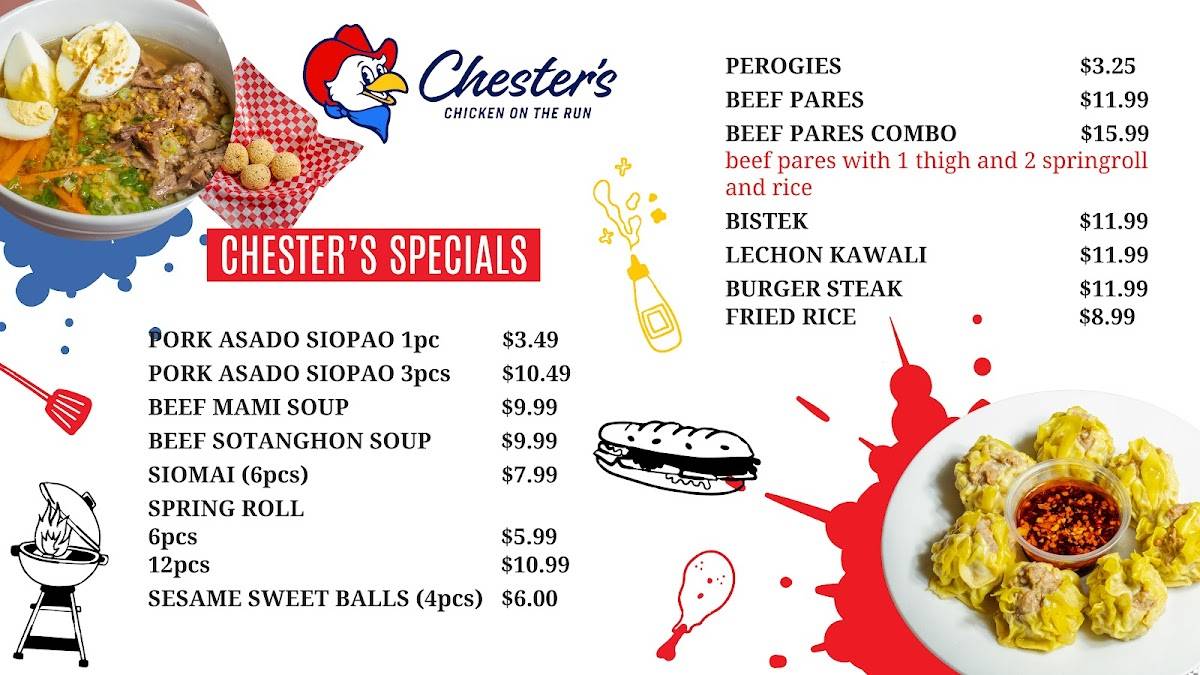 Menu at Chester's Chicken Yorkton restaurant, Yorkton