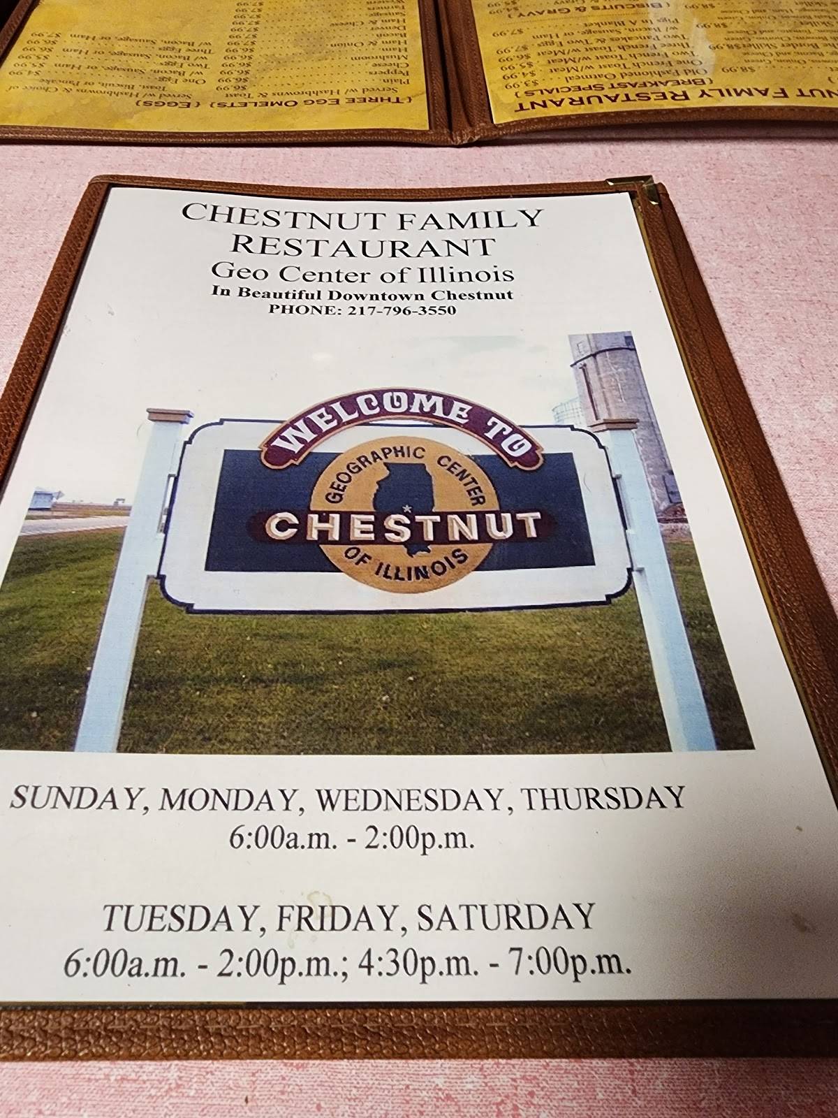 Menu at Chestnut Family Restaurant, Chestnut