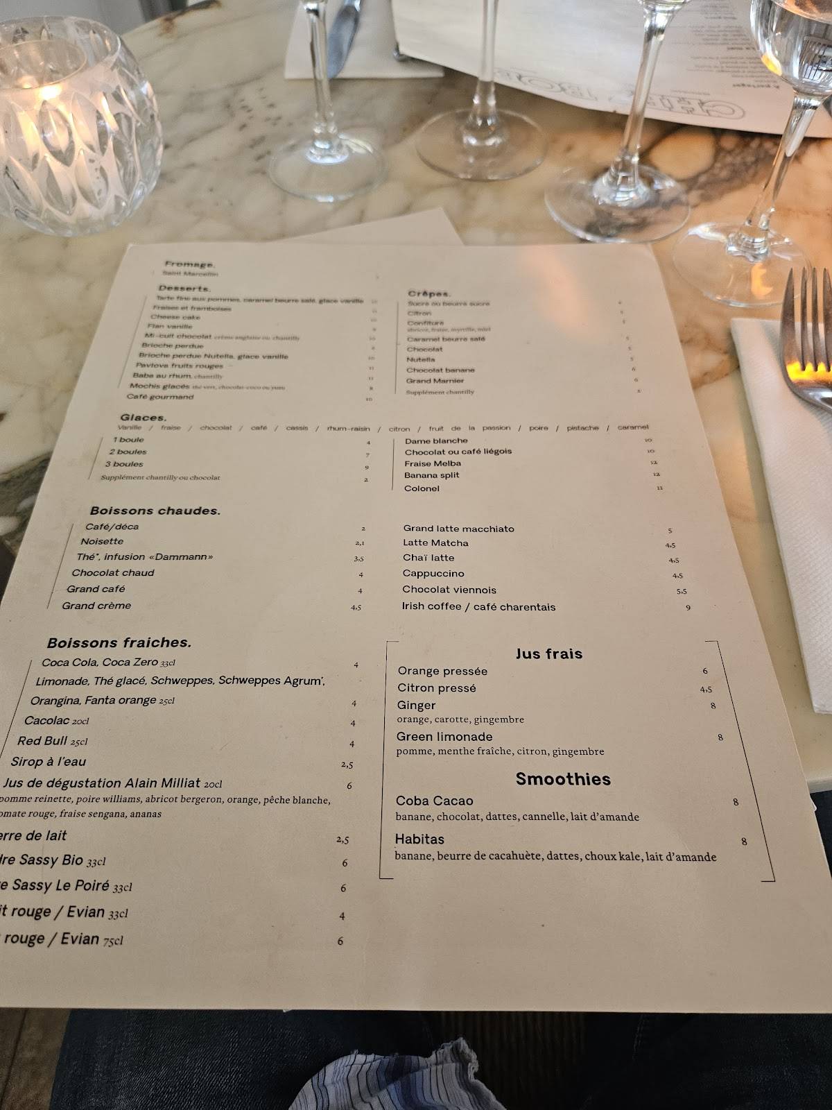 Menu au Chez Bob restaurant, Saint-Palais-sur-Mer