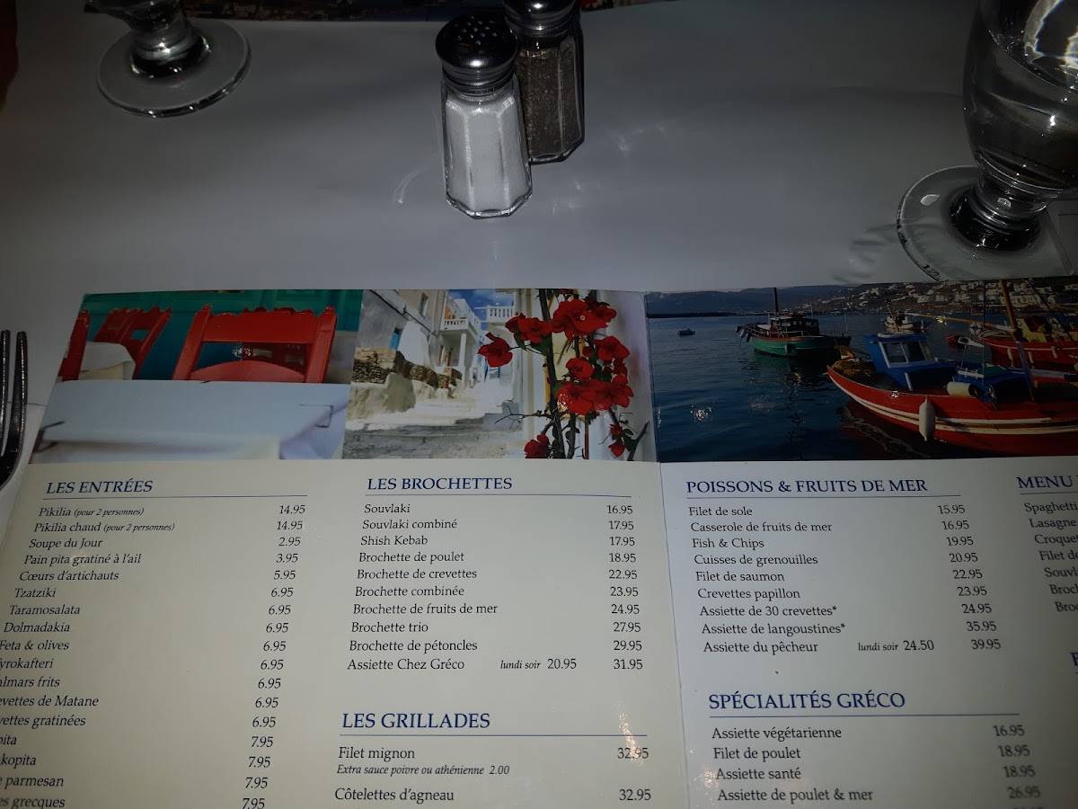 Menu au Chez Greco Restaurant, Roberval