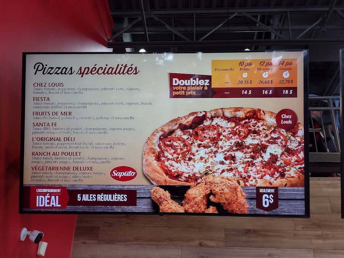 Menu au Chez Louis poulet et pizza restaurant, Drummondville, 150 Rue ...