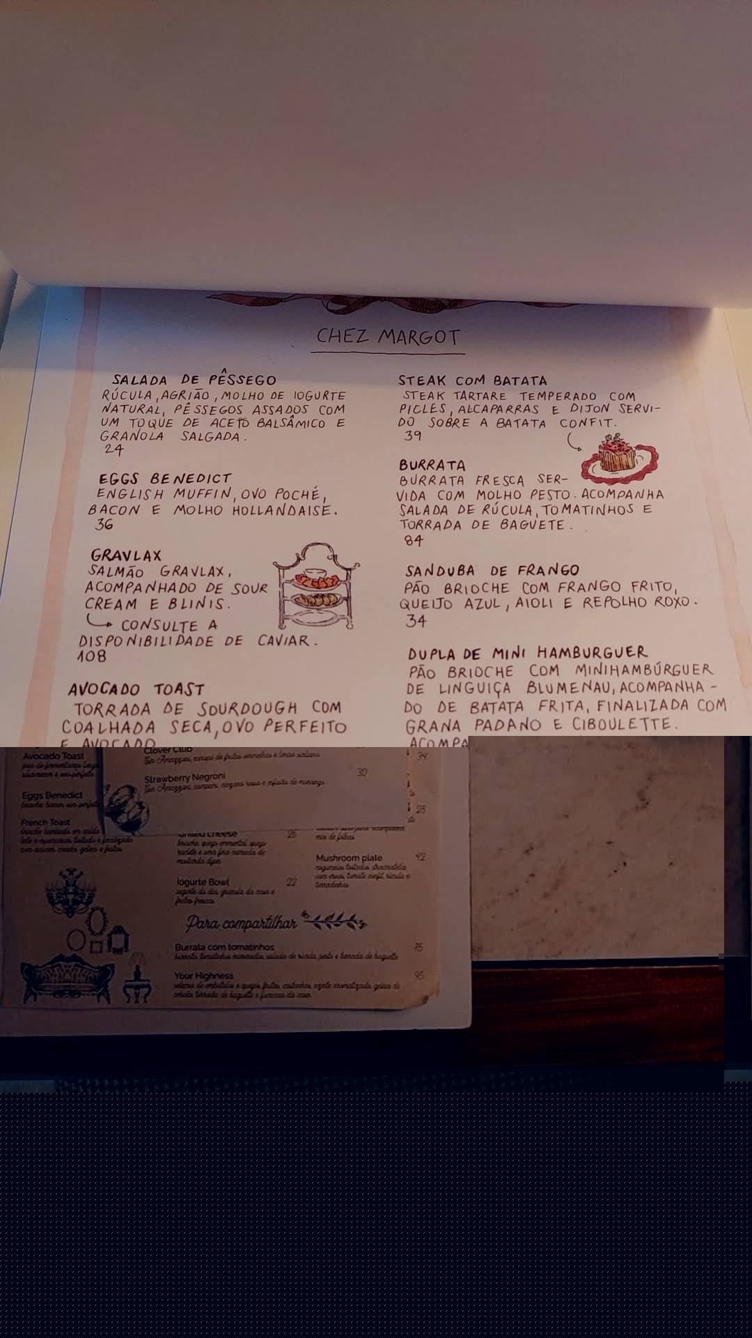 Menu em Chez Margot restaurante, Curitiba
