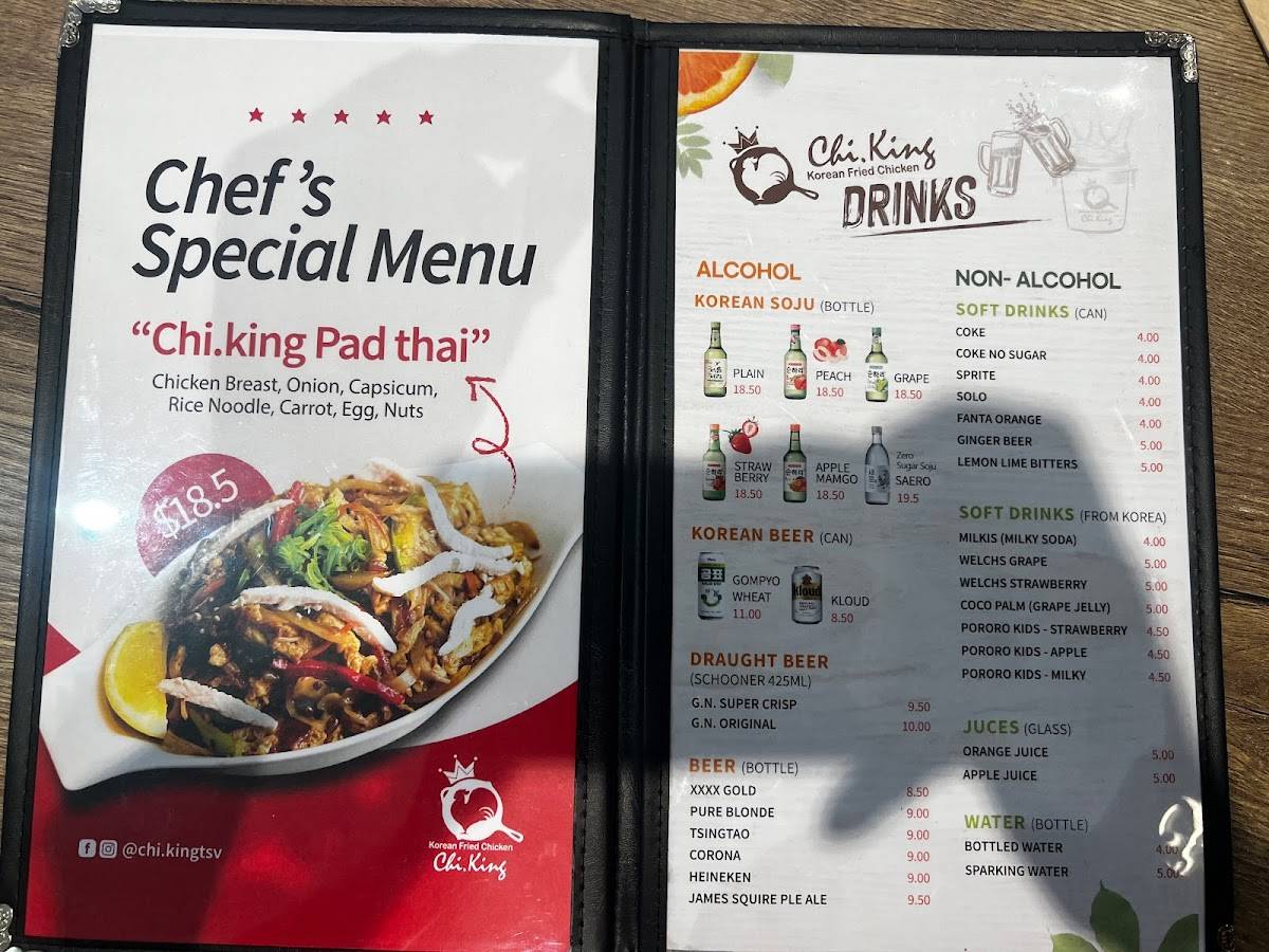 Menu at Chi.King Korean Fried Chicken at Castletown restaurant, Hyde Park