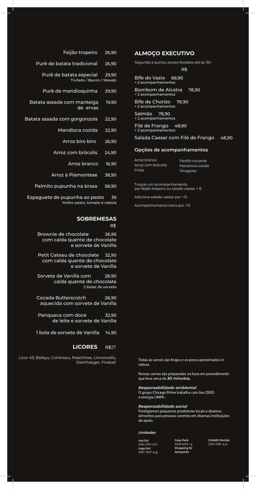 Carta de Chicago Prime Parrilla CHCG Casa Park: Carnes, Delivery ...