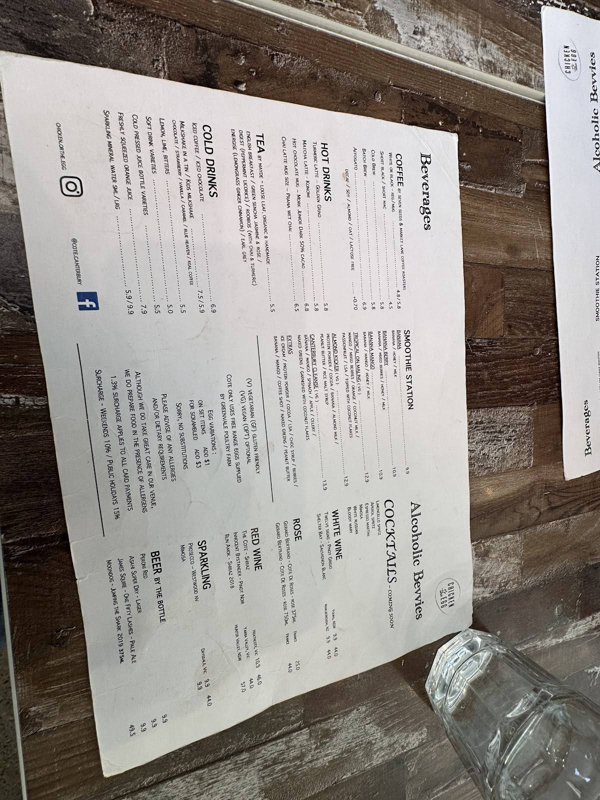 Menu at Chicken Or The Egg Cafe, Canterbury