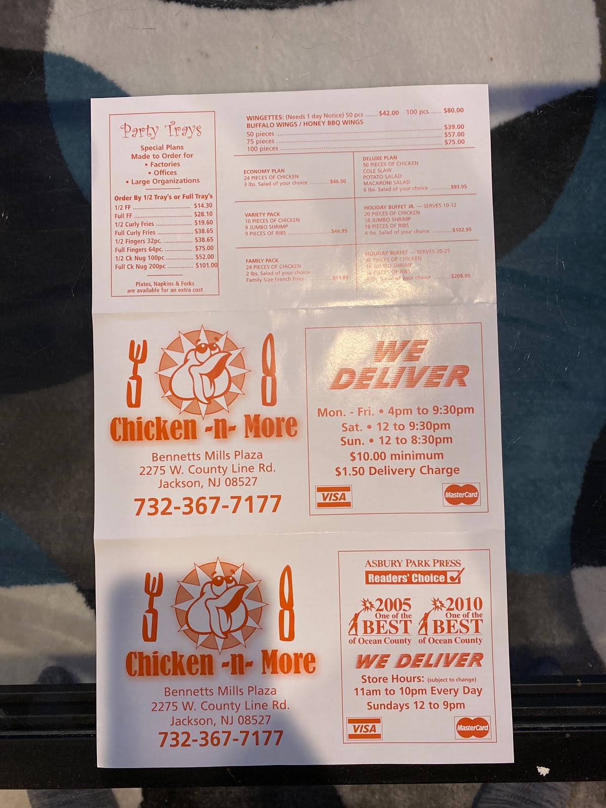 Menu at Chicken-n-More restaurant, Jackson