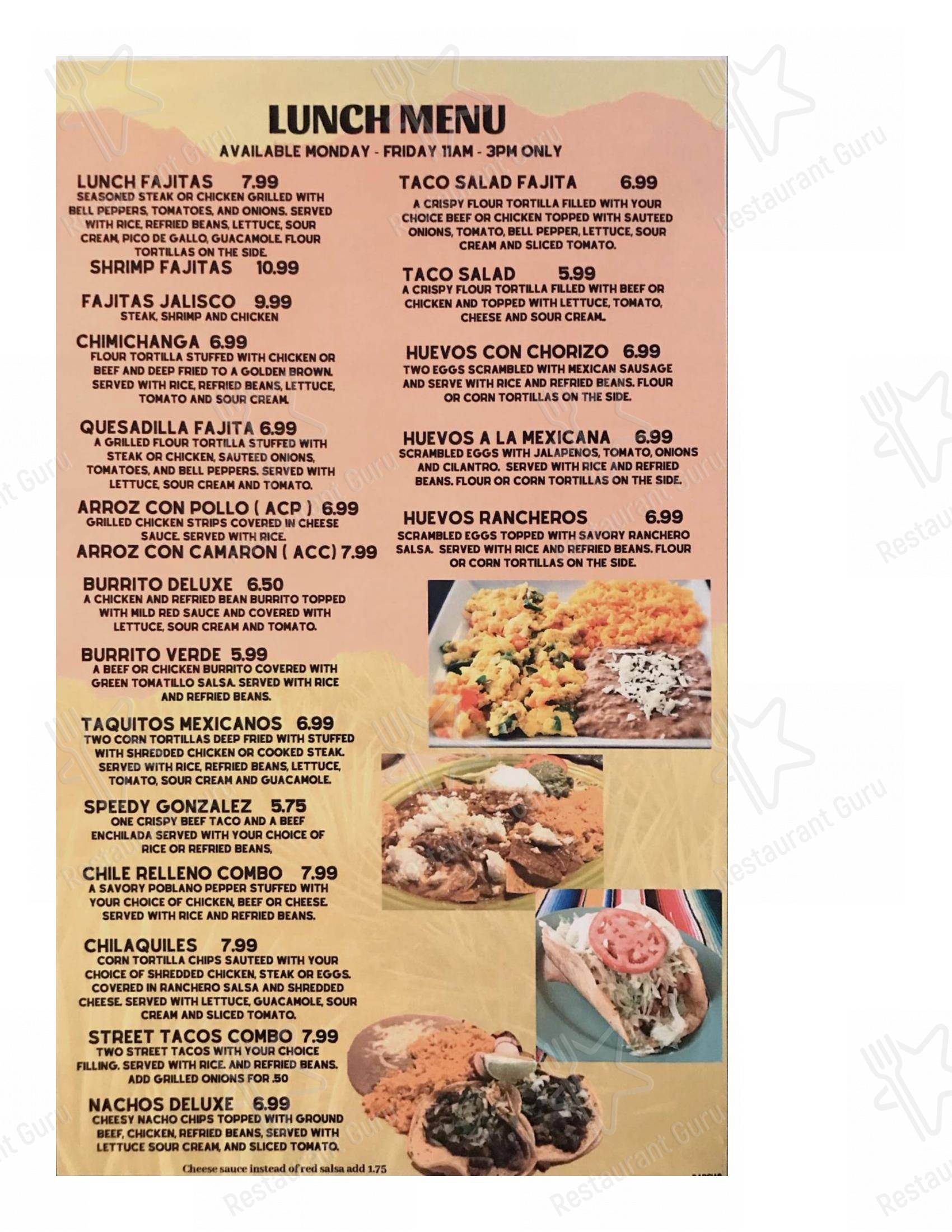 Menu at Chile Verde Mexican Restaurant, Wilkesboro