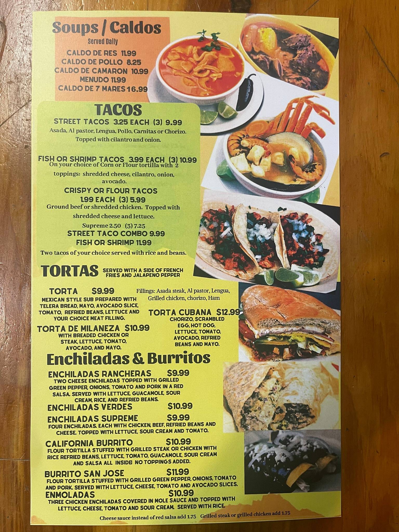 Menu at Chile Verde Mexican Restaurant, Wilkesboro