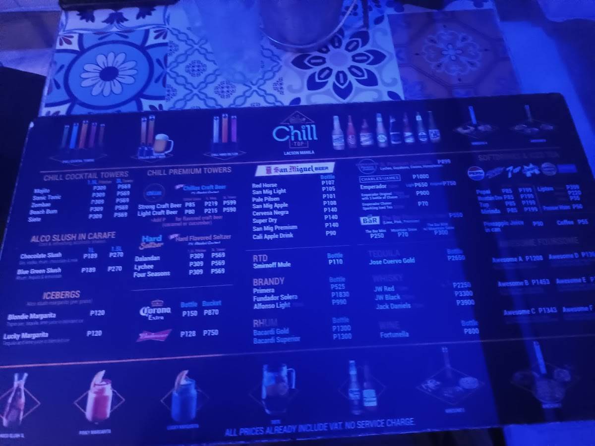 Menu at Chill Top Restobar - Lacson Manila, Manila