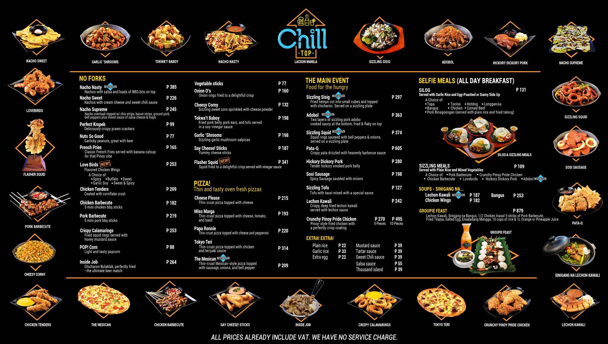 Menu at Chill Top Restobar - Lacson Manila, Manila
