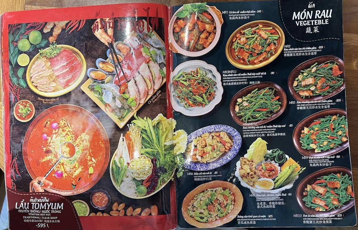 Menu at Chilli Thai restaurant, Ho Chi Minh City, 93 Lý Tự Trọng
