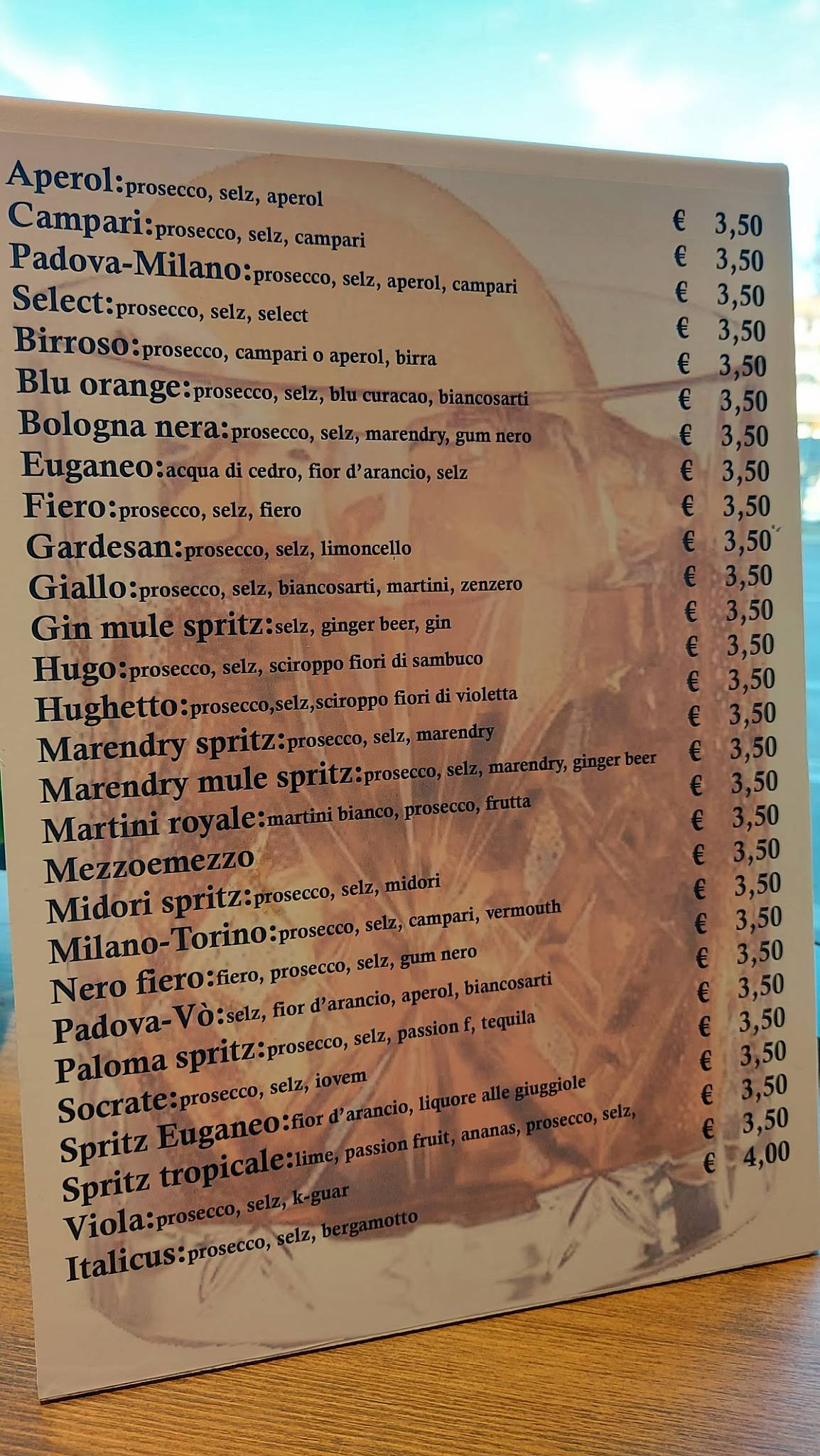 Menu at Chimama cafè pub & bar, Legnaro