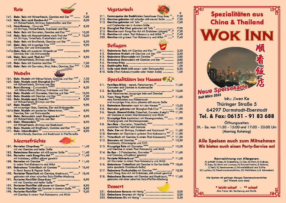 Speisekarte von China Thai Bistro Wok Inn Darmstadt restaurant ...